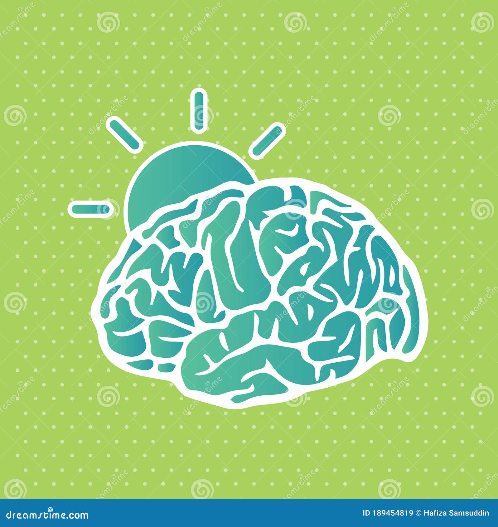 Human Brain with Sun. Vector Illustration Decorative Design Stock ...