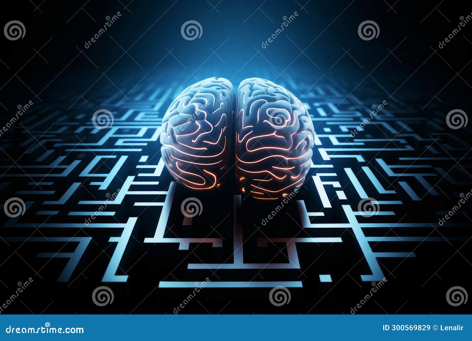 Human Brain on the Surface of Labyrinth Stock Image - Image of ...