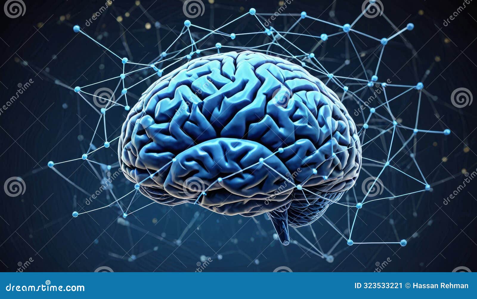 Human Brain is Surrounded by a Network of Polygons on a Dark Blue ...