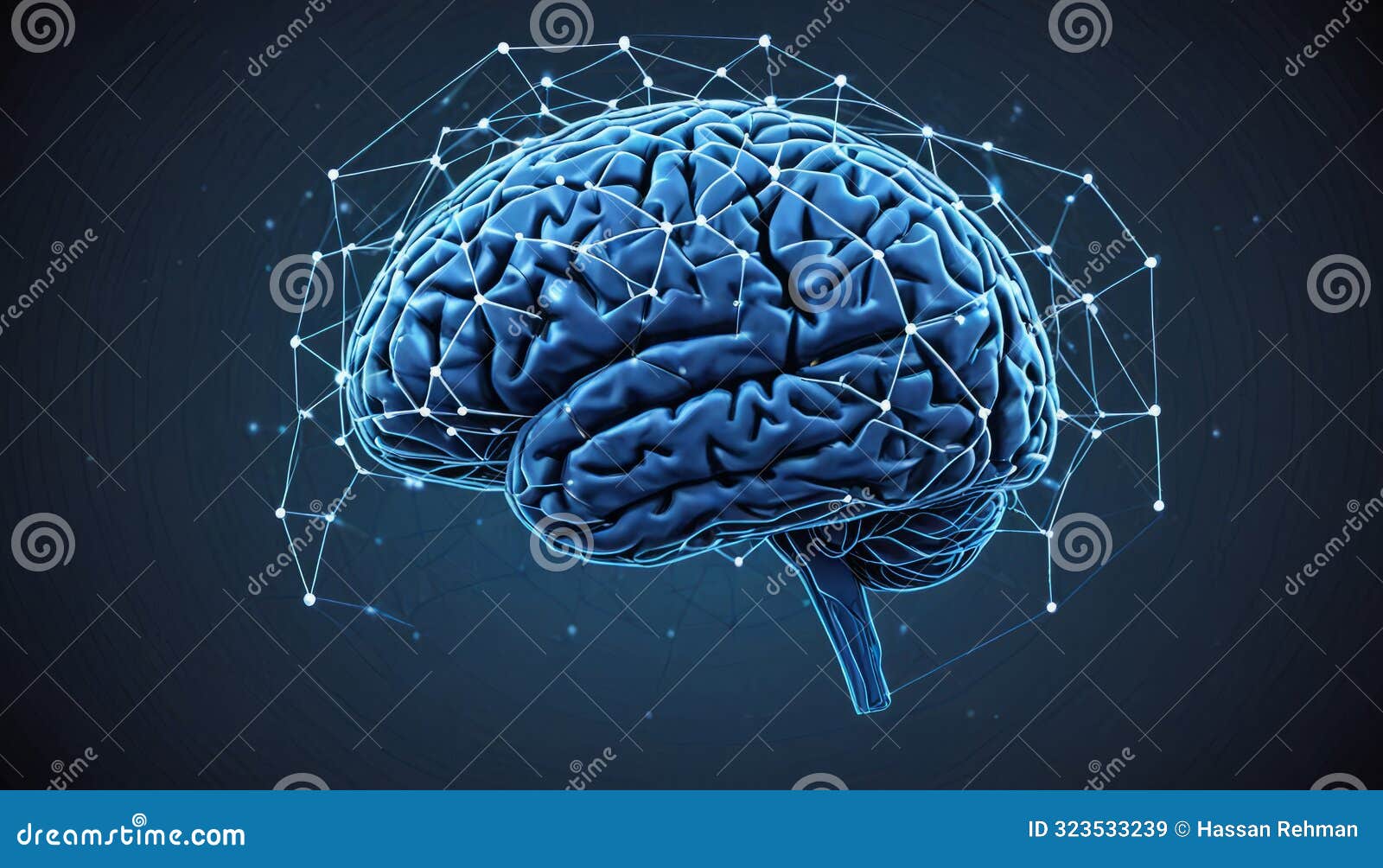 Human Brain is Surrounded by a Network of Polygons on a Dark Blue ...