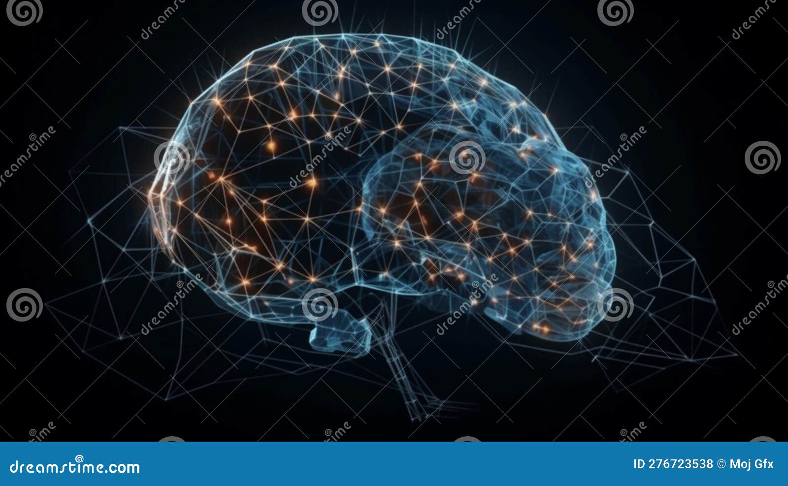 Human Brain is Surrounded by a Network of Polygons on a Dark Blue ...