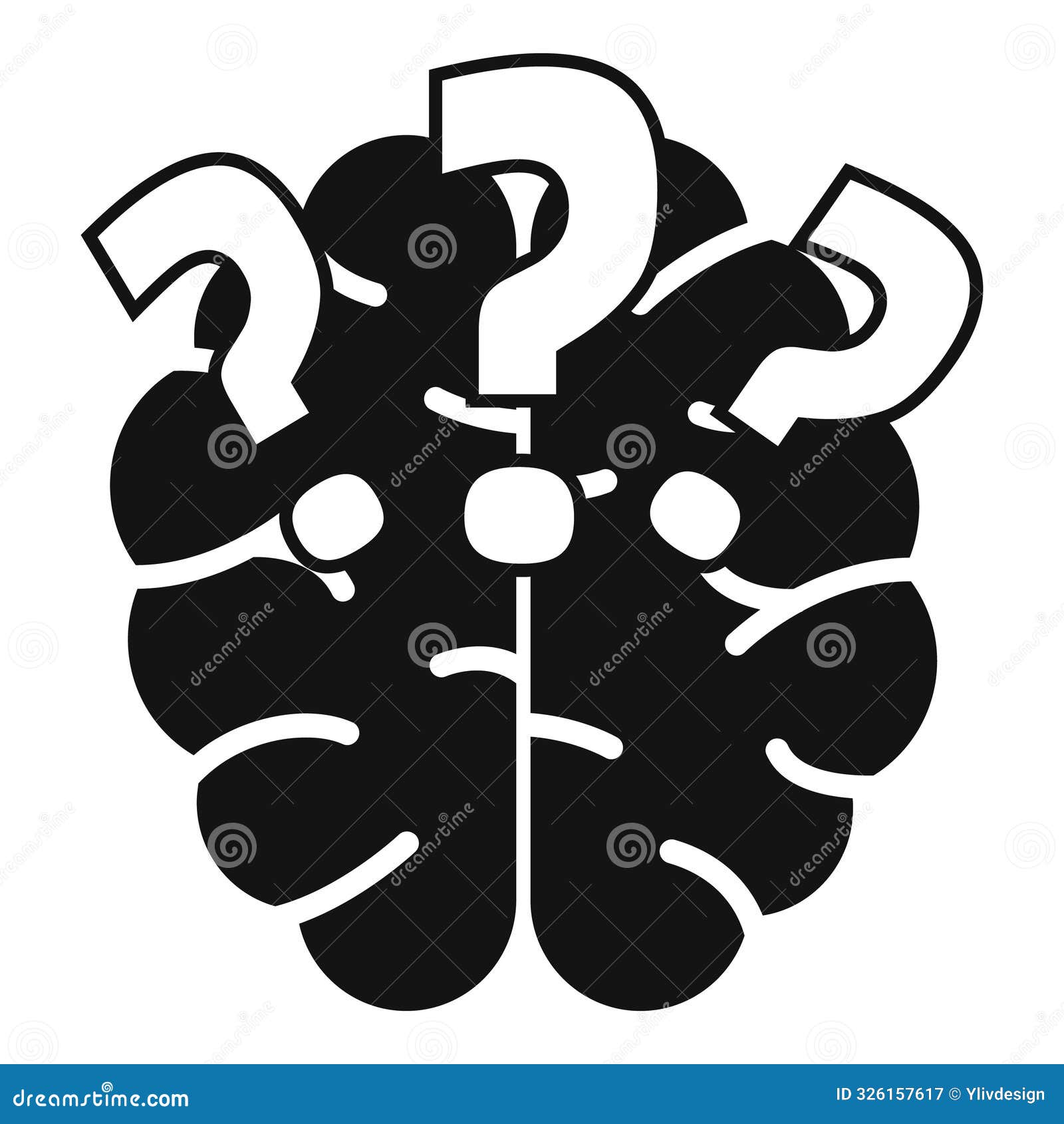 Human Brain Surrounded by Question Marks Thinking about Problems Stock ...