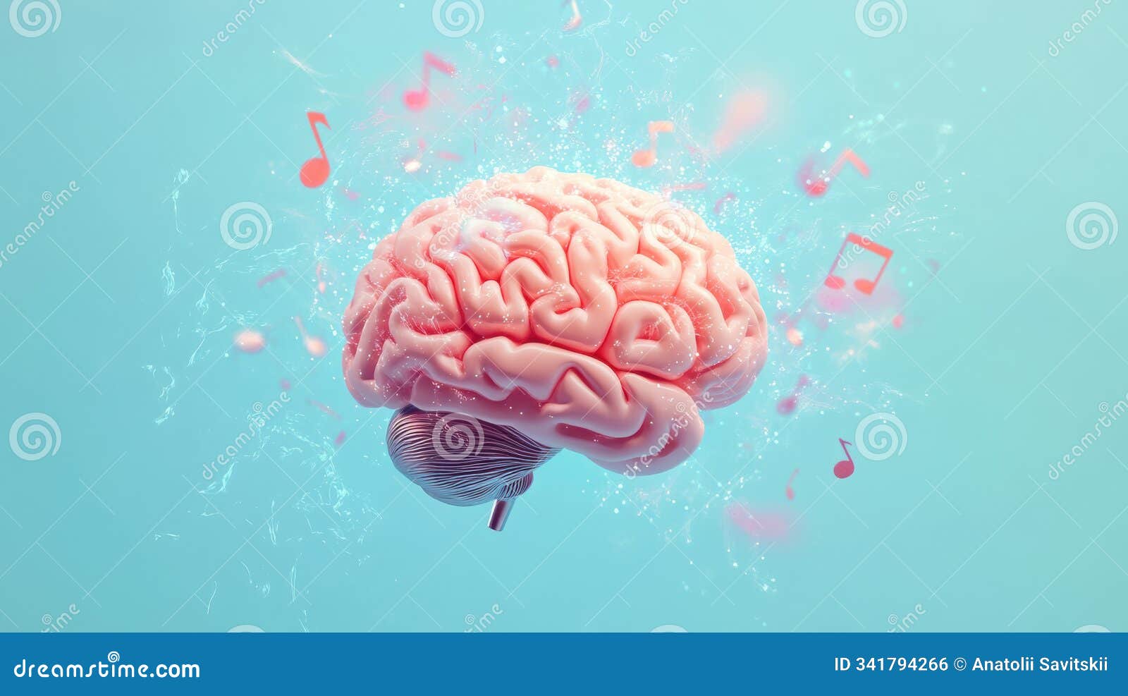 A Human Brain Surrounded by Vibrant Music Notes Highlights the Bond ...
