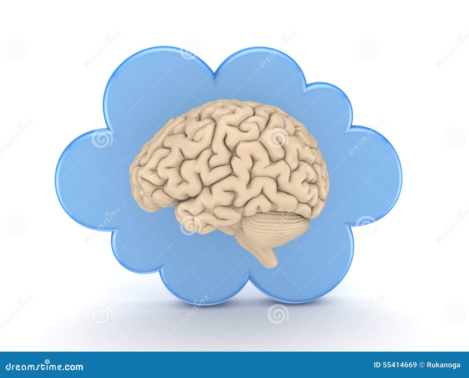 Human Brain and Symbol of Cloud Computing Stock Illustration ...