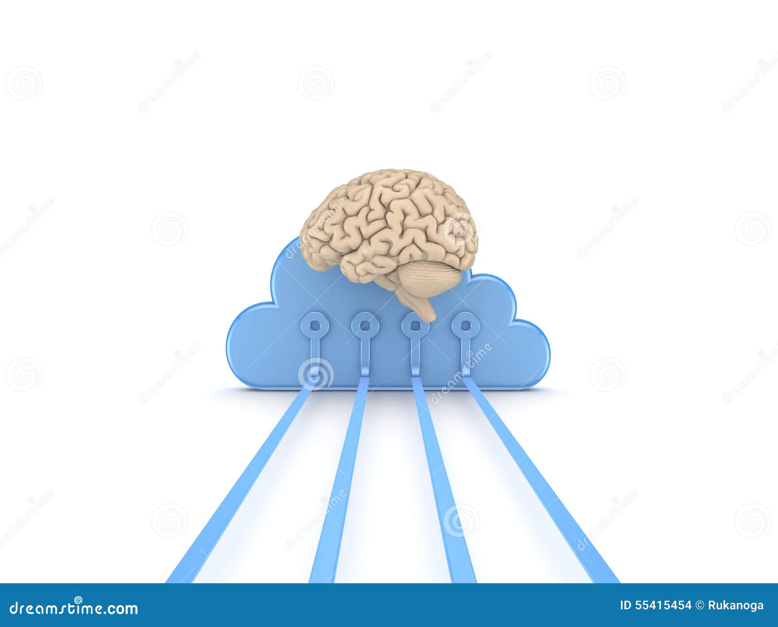 Human Brain and Symbol of Cloud Computing Stock Illustration ...
