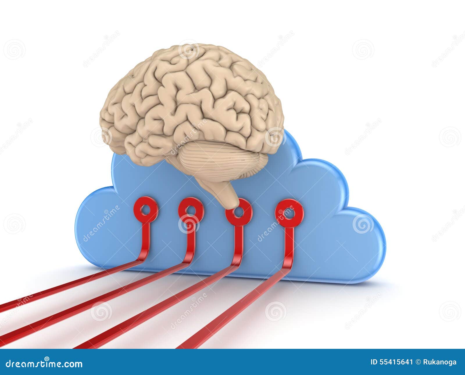 Human Brain and Symbol of Cloud Computing Stock Illustration ...