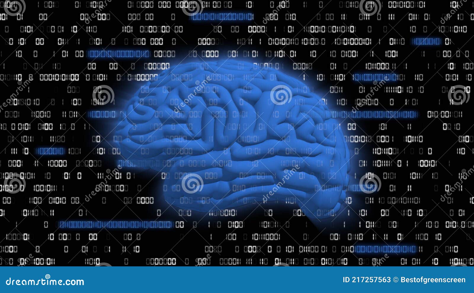 Human Brain Symbolic For Ai Artificial Intelligence Centered Into Background Of Binary Code With