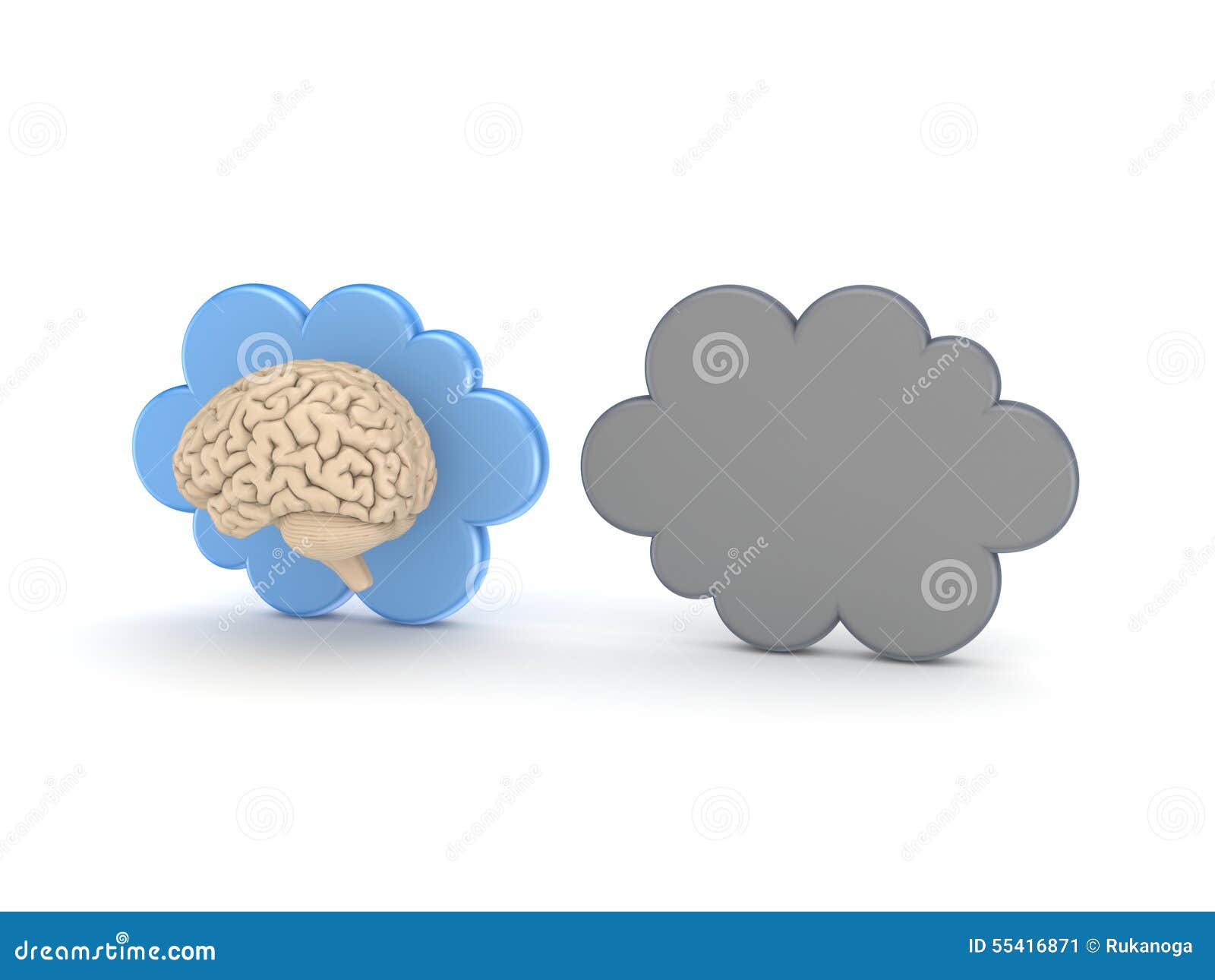 Human Brain and Symbols of Cloud Computing Stock Illustration ...