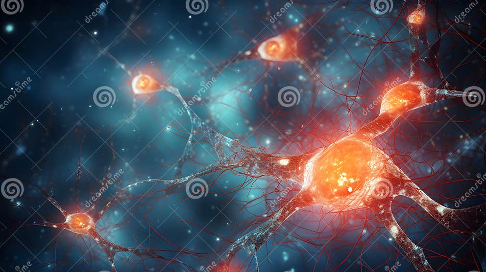 Human Brain Synapses, Neurons, Atoms and Molecules Stock Illustration ...