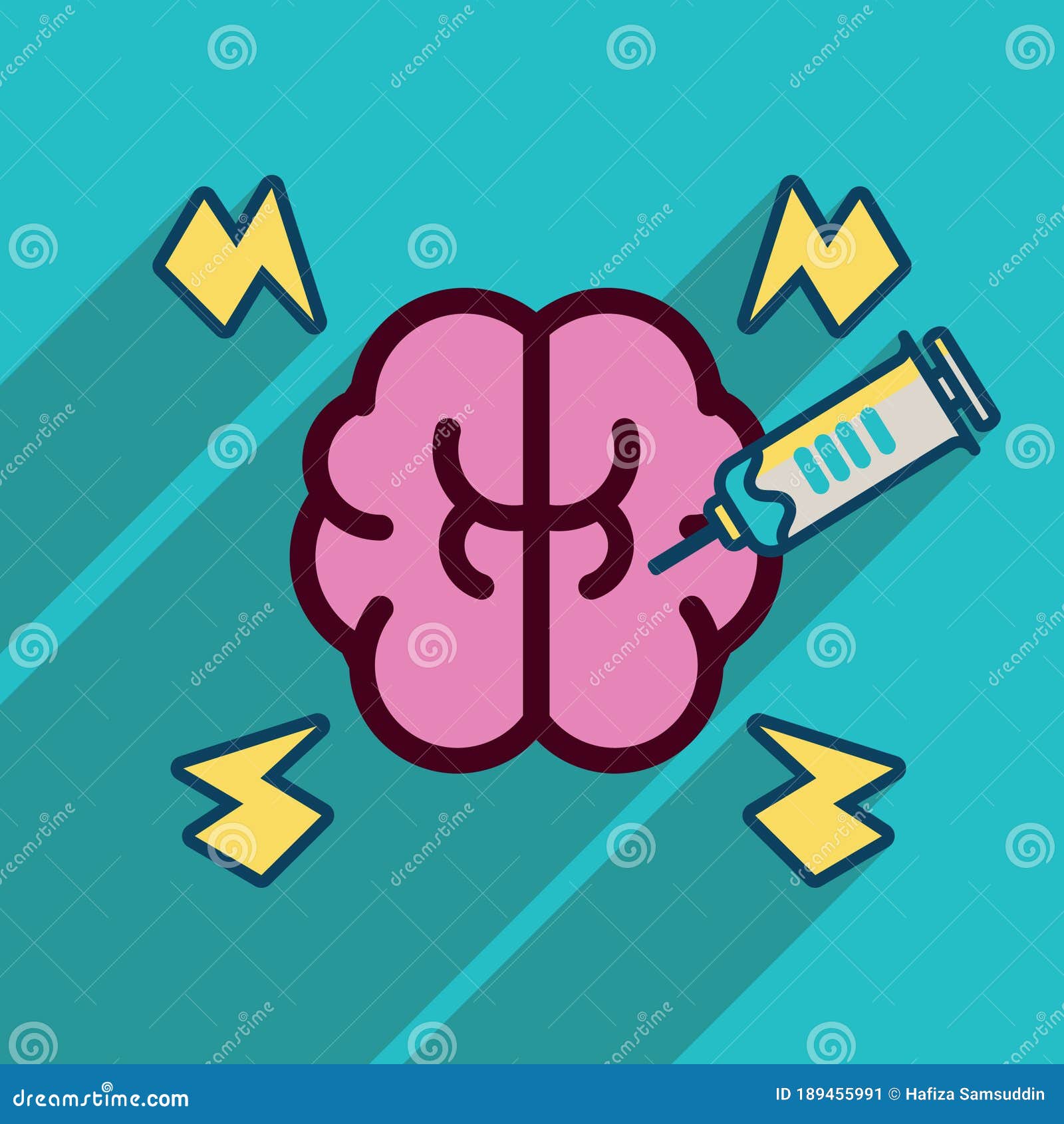 Human Brain with Syringe. Vector Illustration Decorative Design Stock ...