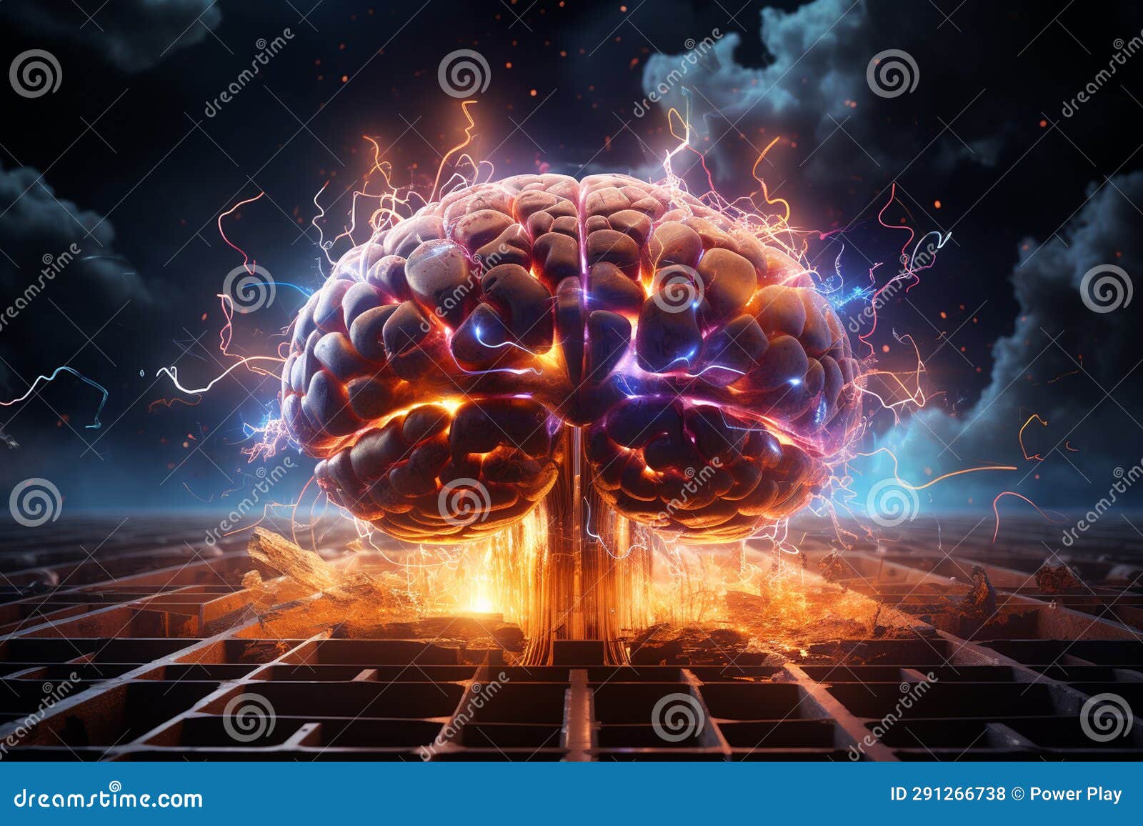 Human Brain on the Table. 3d Rendering Stock Illustration ...