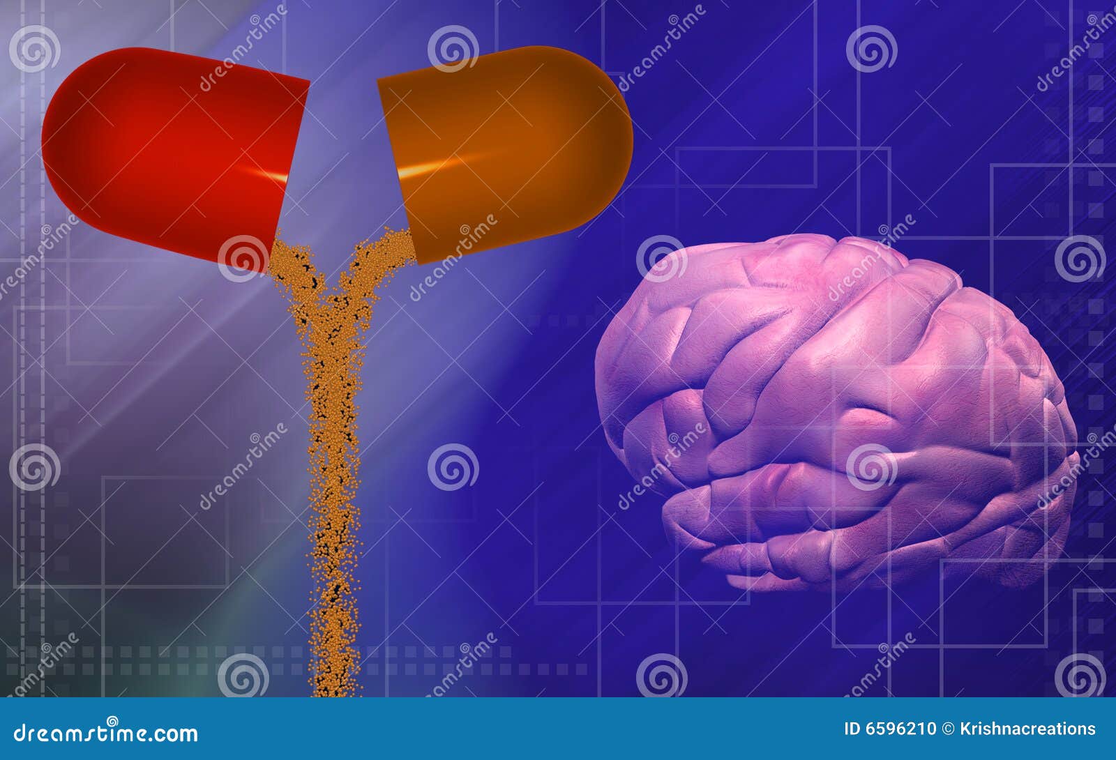 Human Brain and Tablet Opened Stock Illustration - Illustration of ...