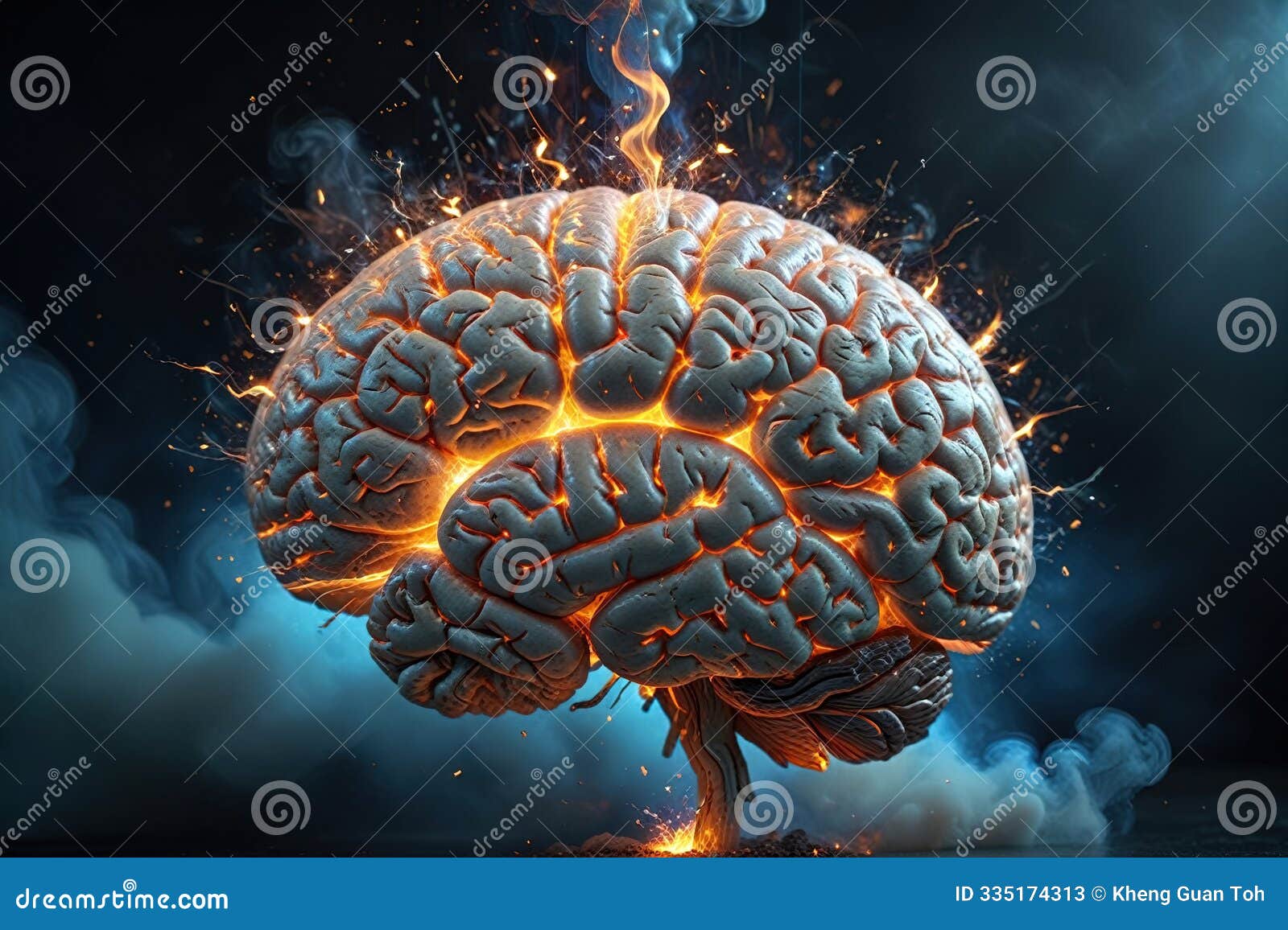 Overworked Brain Boils With Fatigue And Discontent. The Brain Releases ...