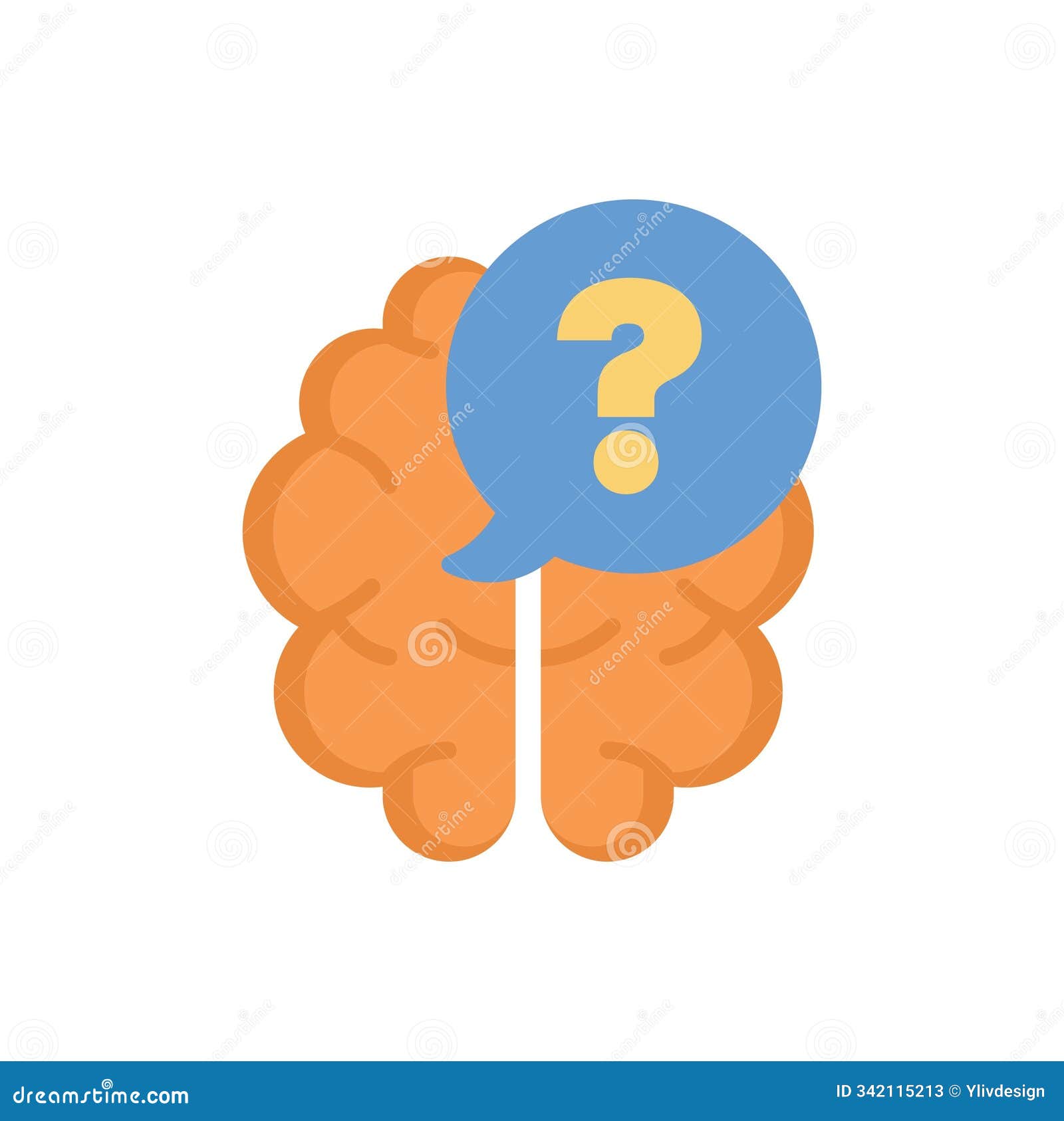 Human Brain Thinking with Question Mark Inside Speech Bubble Stock ...