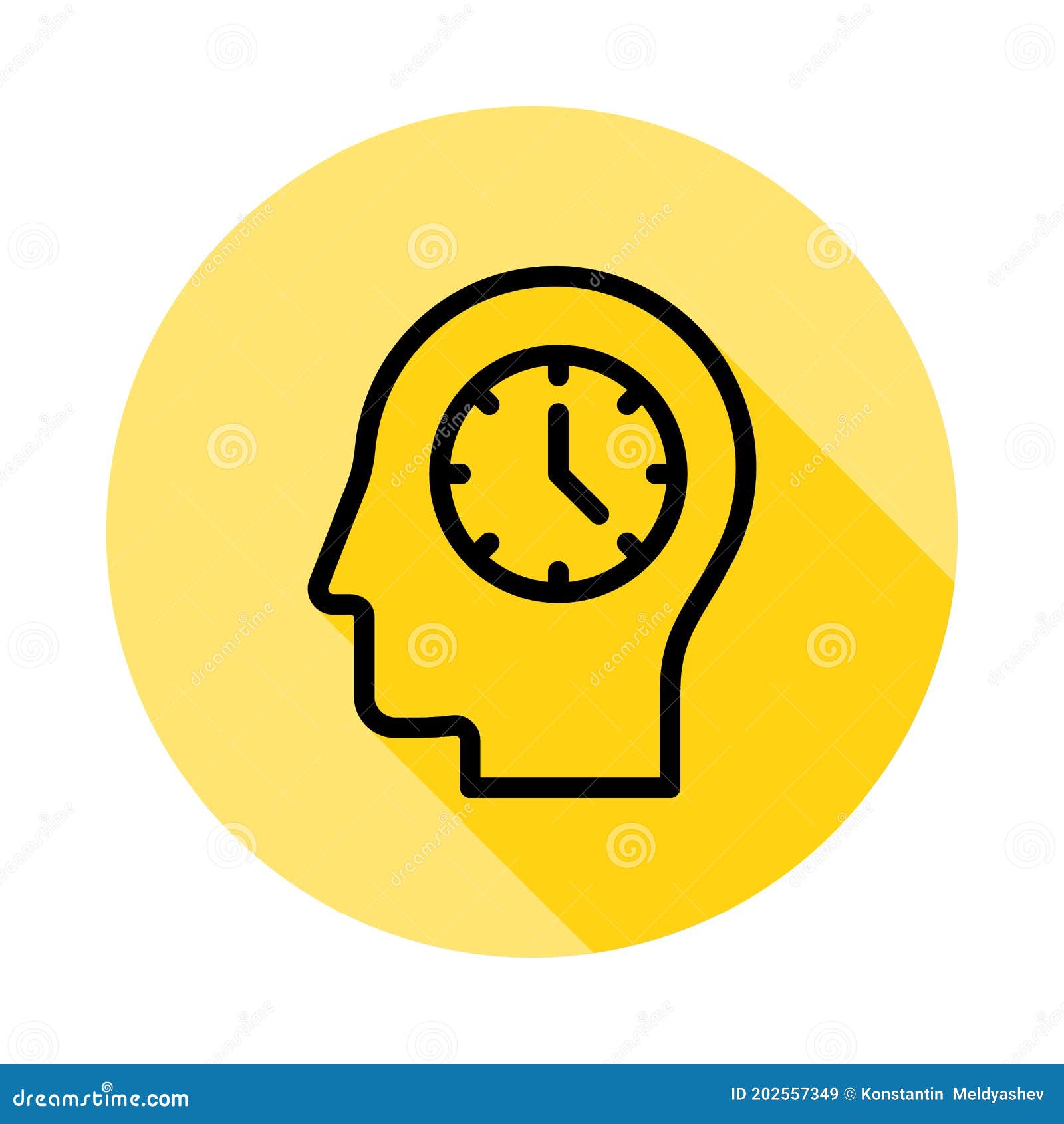 Human, Brain, Time Icon Long Shadow Stock Illustration - Illustration ...