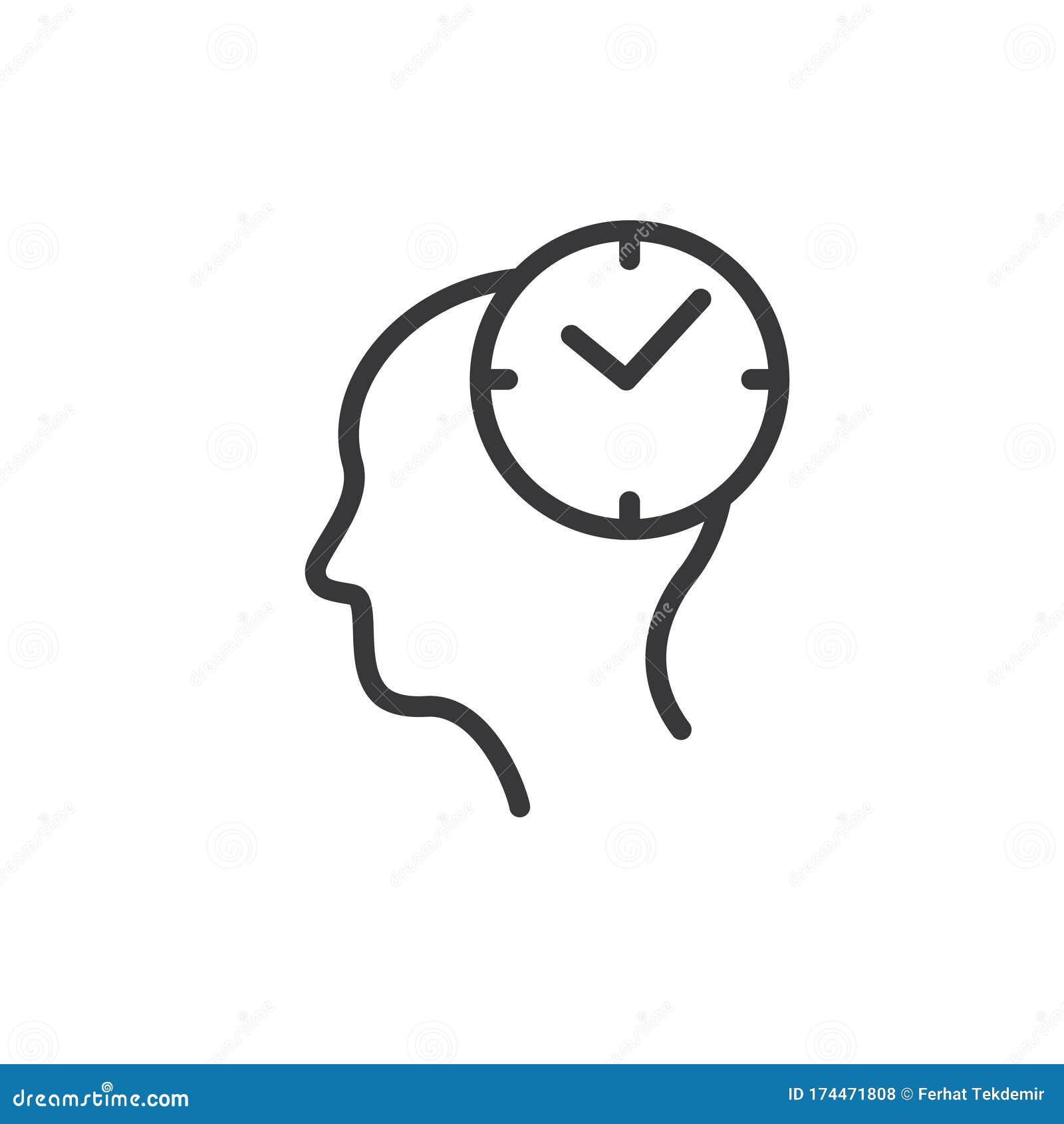 Human, brain, time icon stock vector. Illustration of background ...