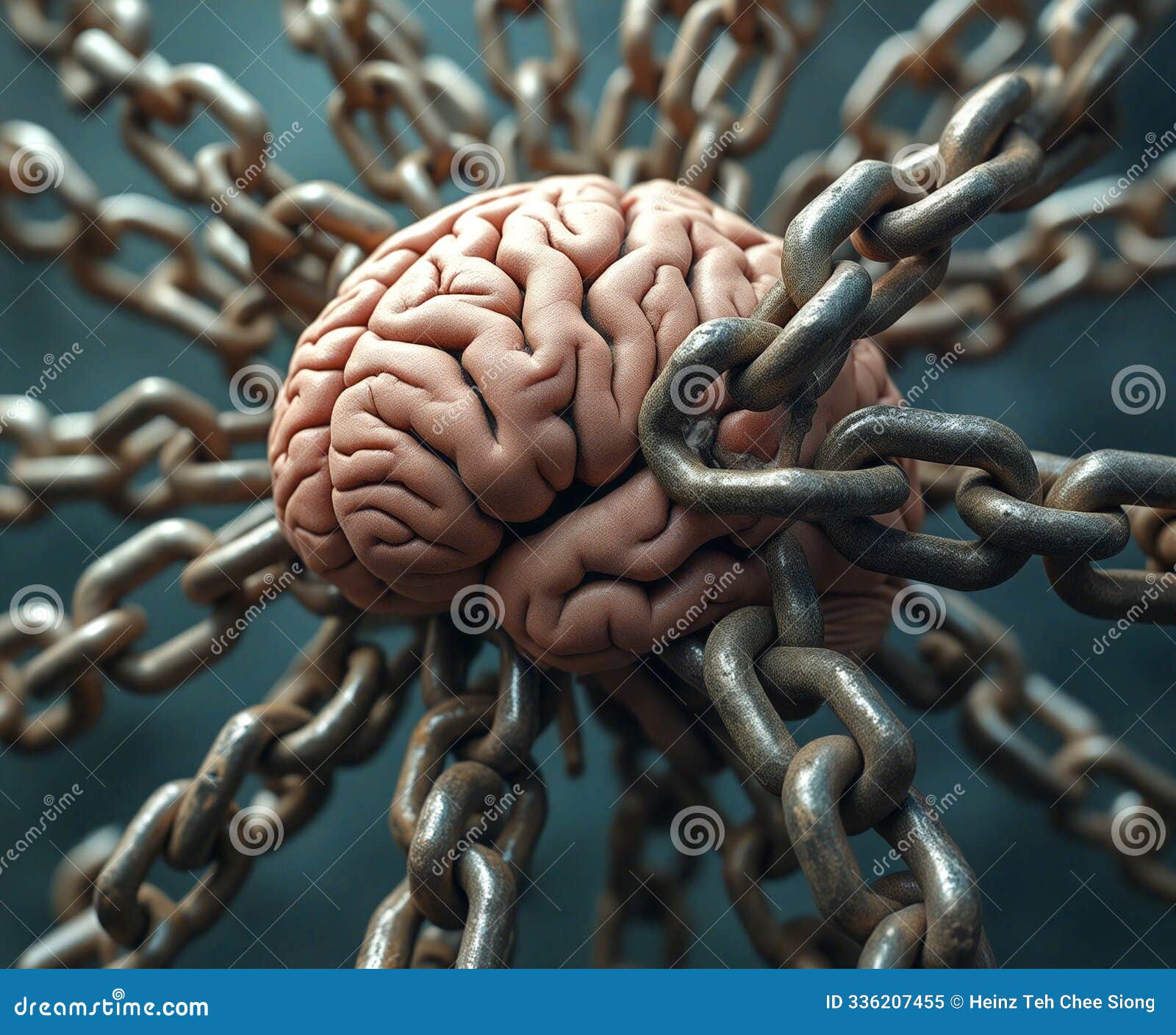Human Brain Trapped and Bound by Heavy Chains Stock Illustration ...