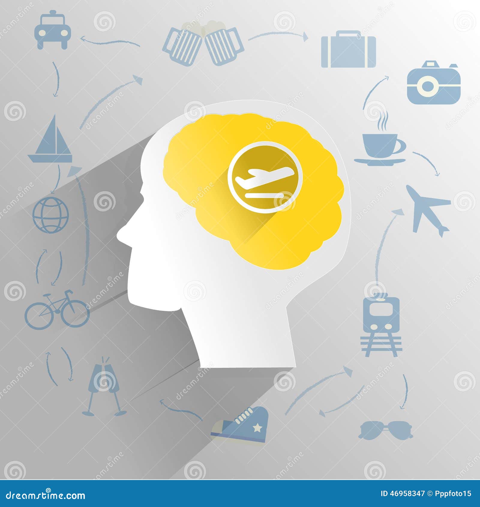 Human Brain with Traveling Thinking Stock Vector - Illustration of ...
