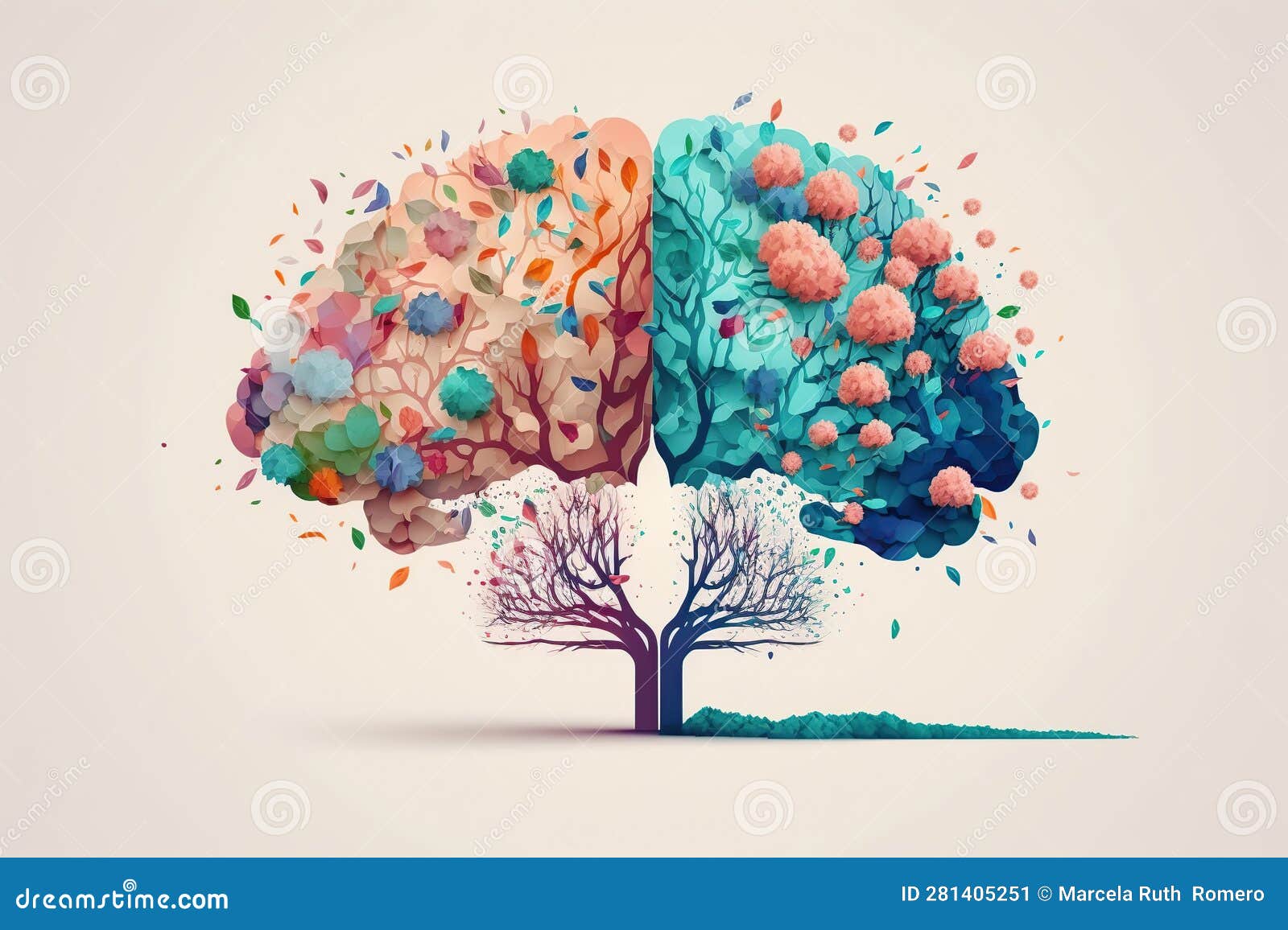 Human Brain Tree Abstract. Colorful Stock Illustration - Illustration ...