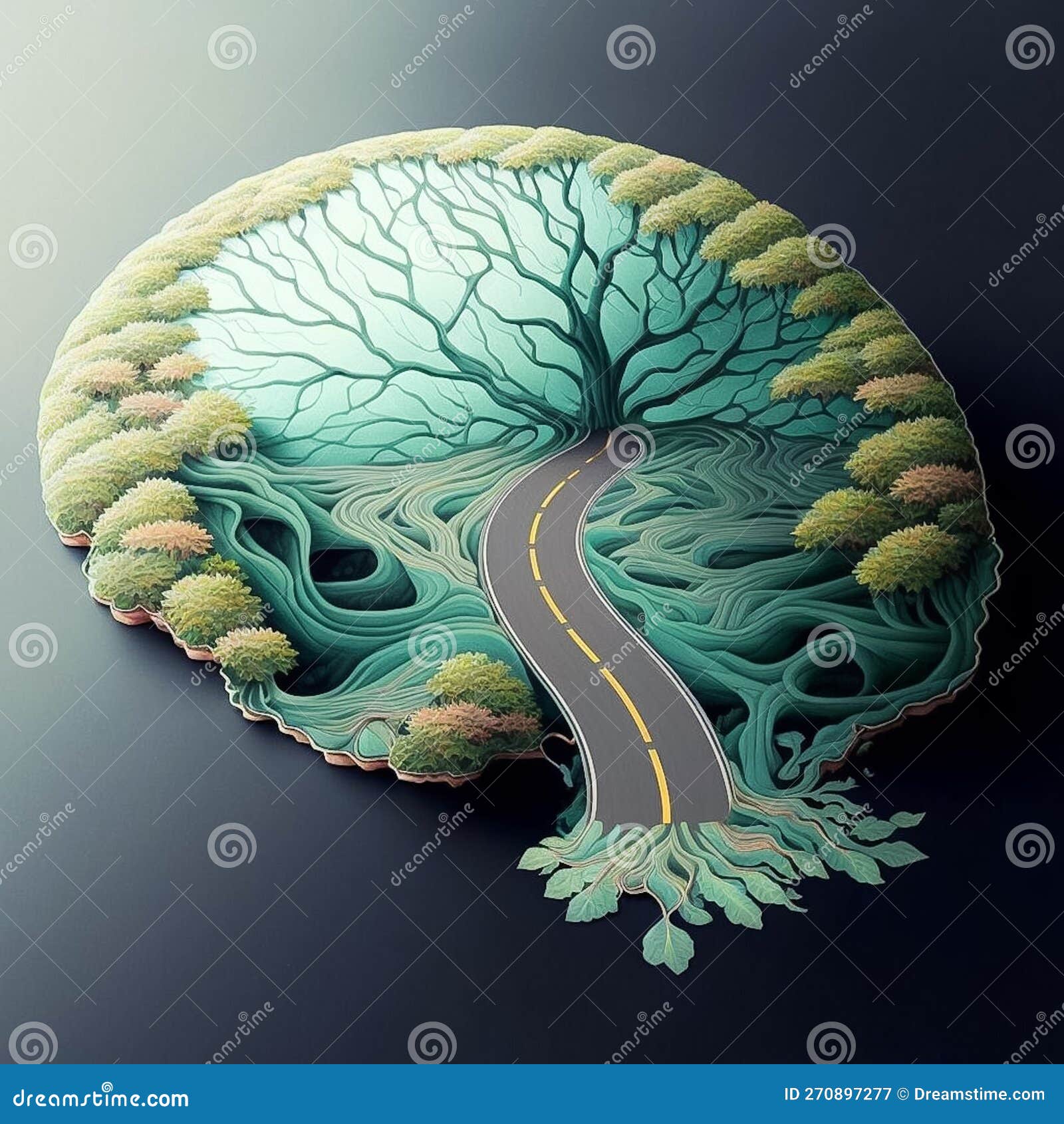 Human Brain with Floral Tree Stock Illustration - Illustration of ...