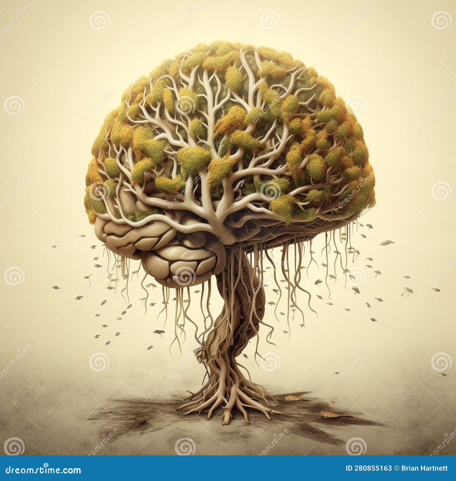 A Human Brain Tree, Generative AI Stock Illustration - Illustration of ...