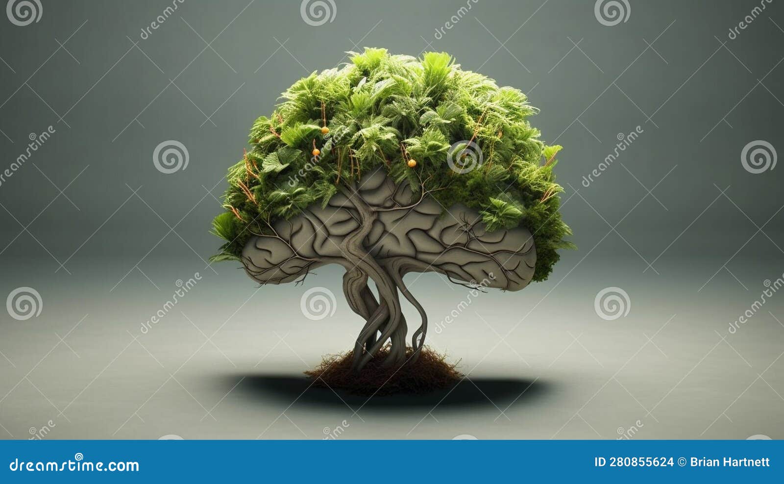 A Human Brain Tree, Generative AI Stock Illustration - Illustration of ...