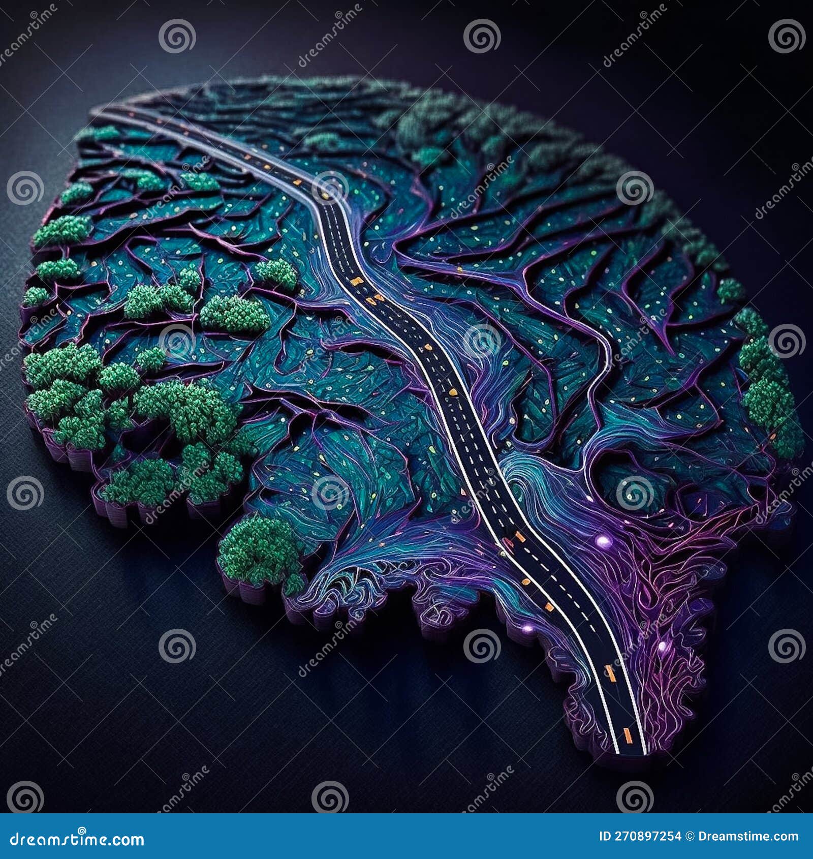 Human brain in the tree stock illustration. Illustration of blue ...