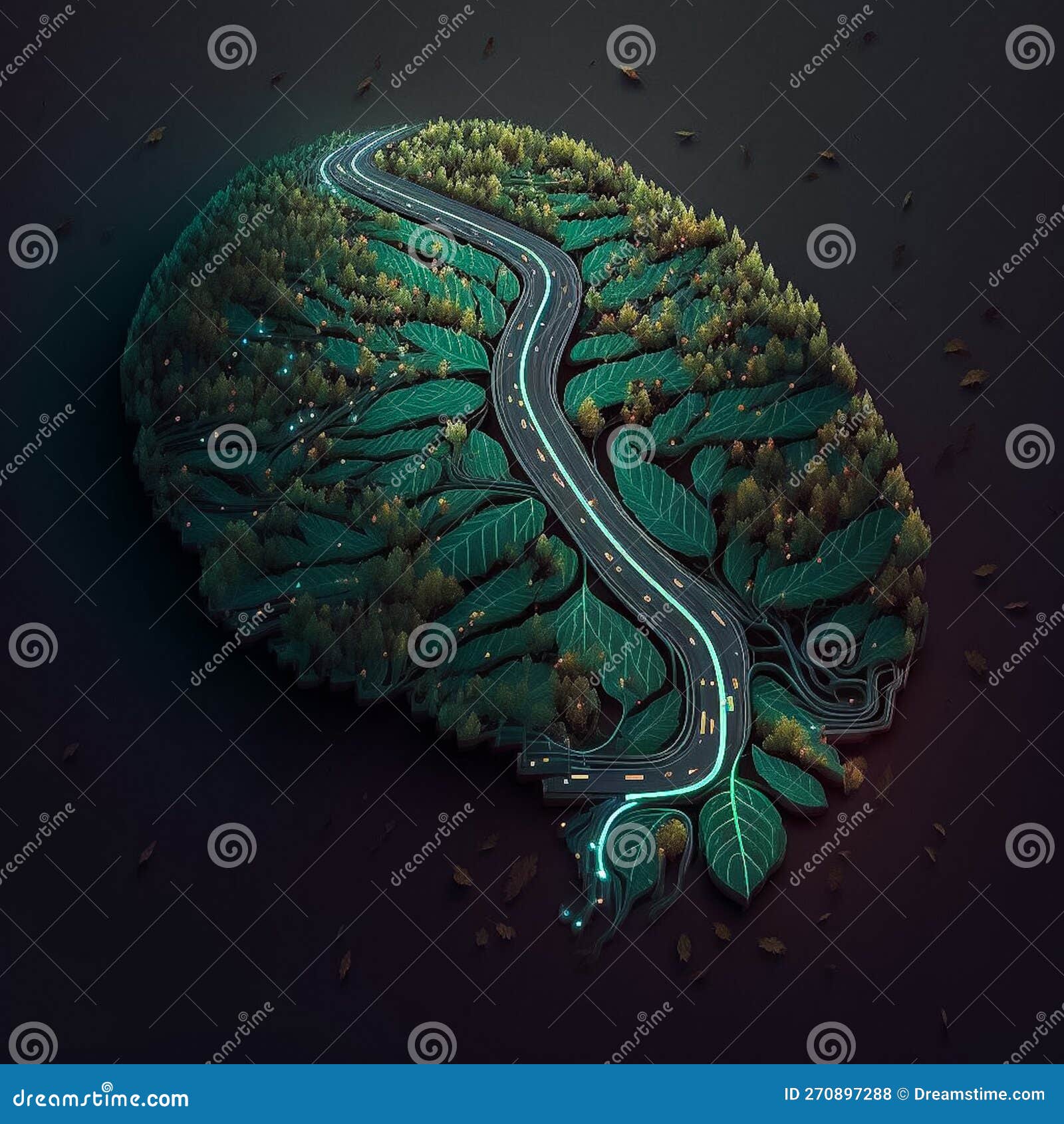 Human brain in the tree stock illustration. Illustration of brain ...