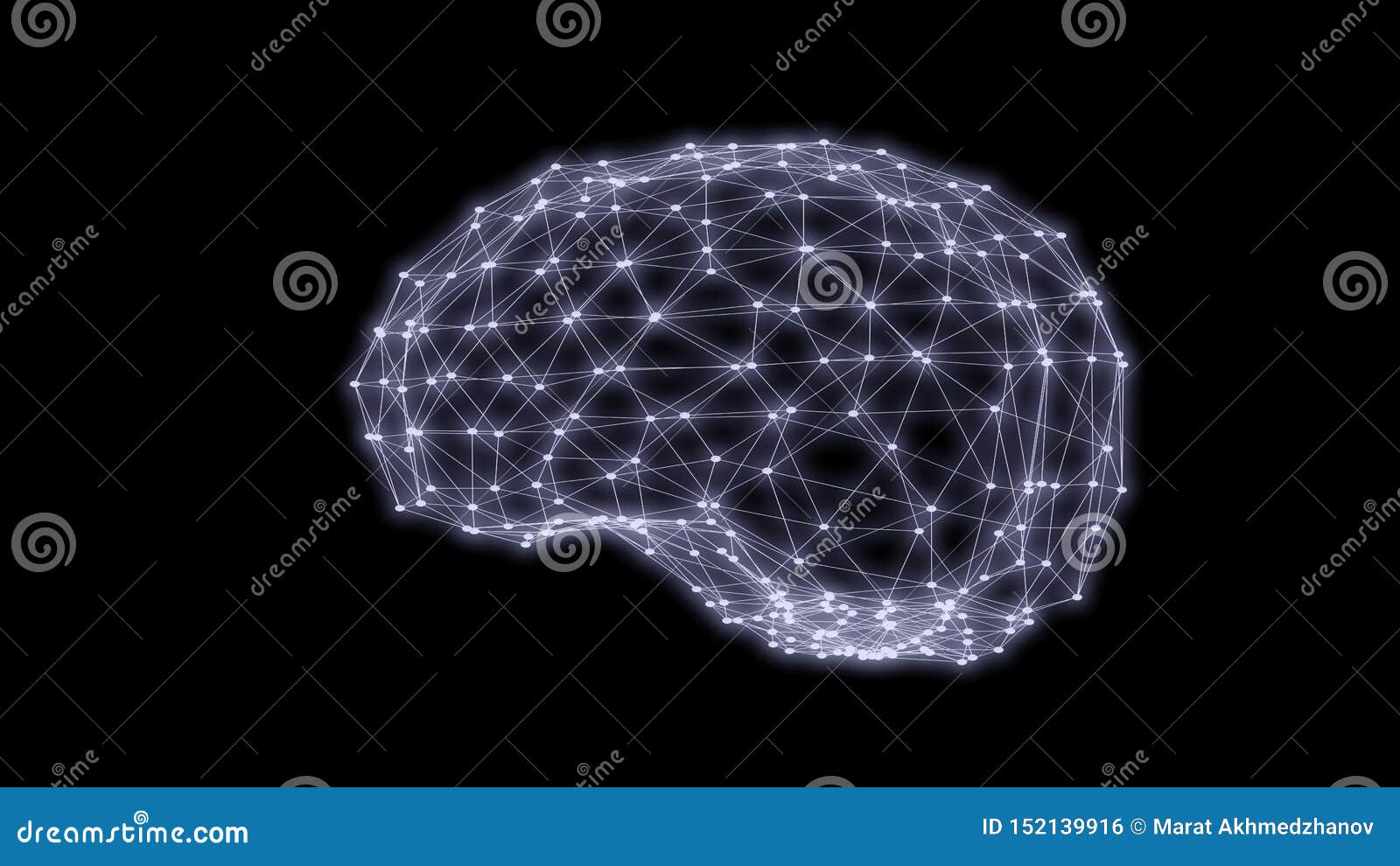 Human Brain Triangles Grid Scan 3D Rendering Stock Illustration ...