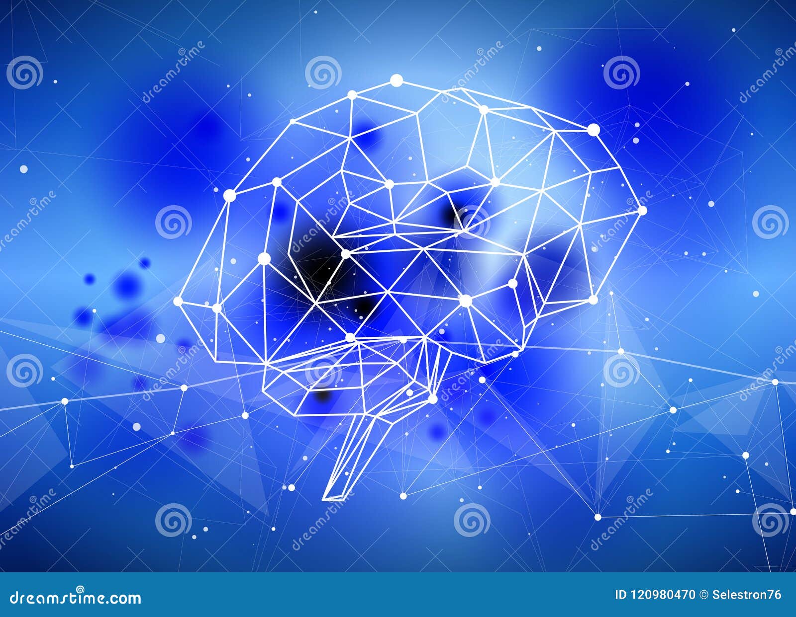 Human Brain & Triangles, Lines, Dots Stock Vector - Illustration of ...