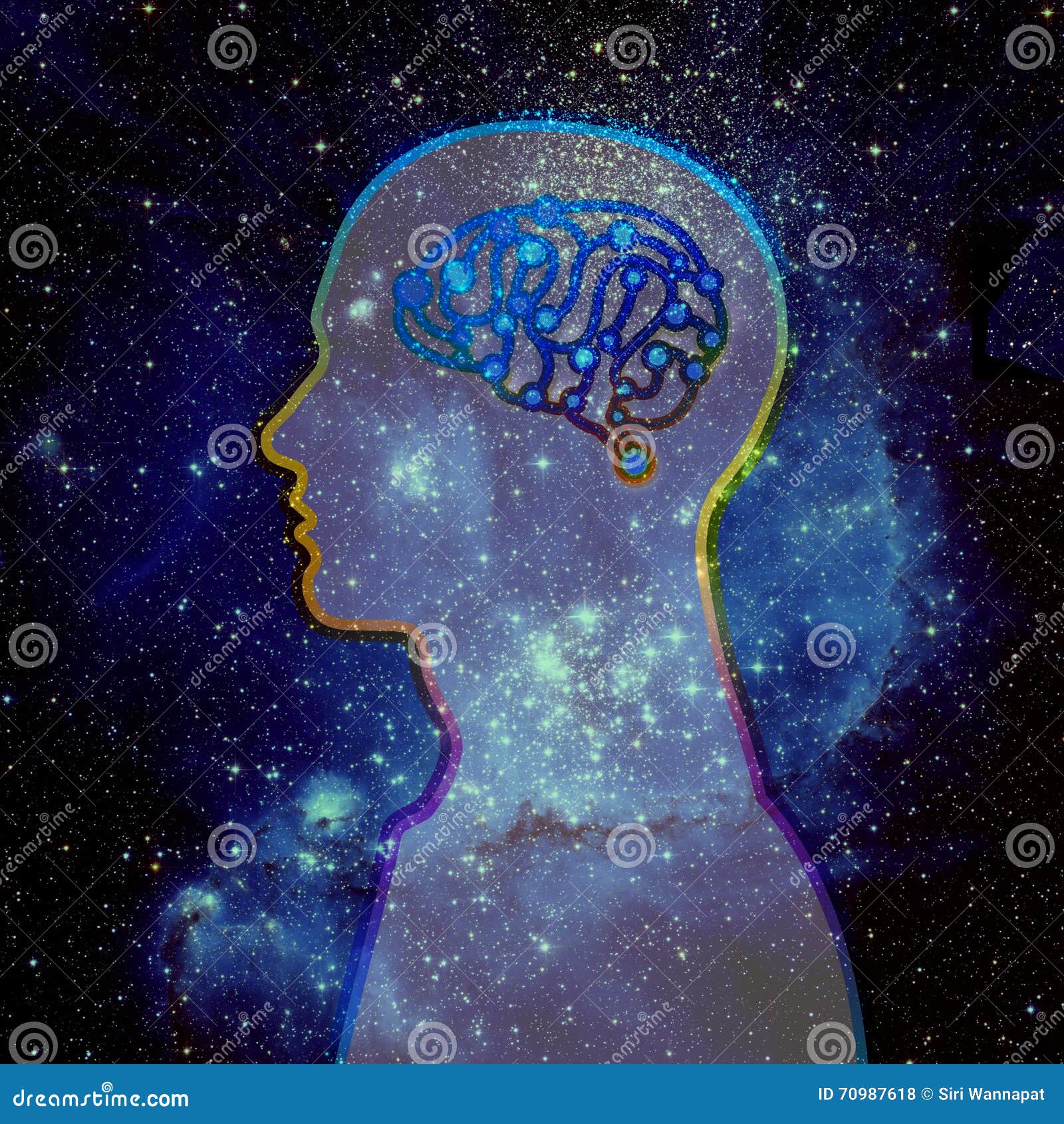 Human Brain and Universe stock photo. Image of born, style - 70987618