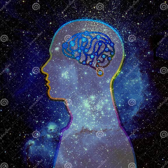 Human Brain and Universe stock photo. Image of born, style - 70987618