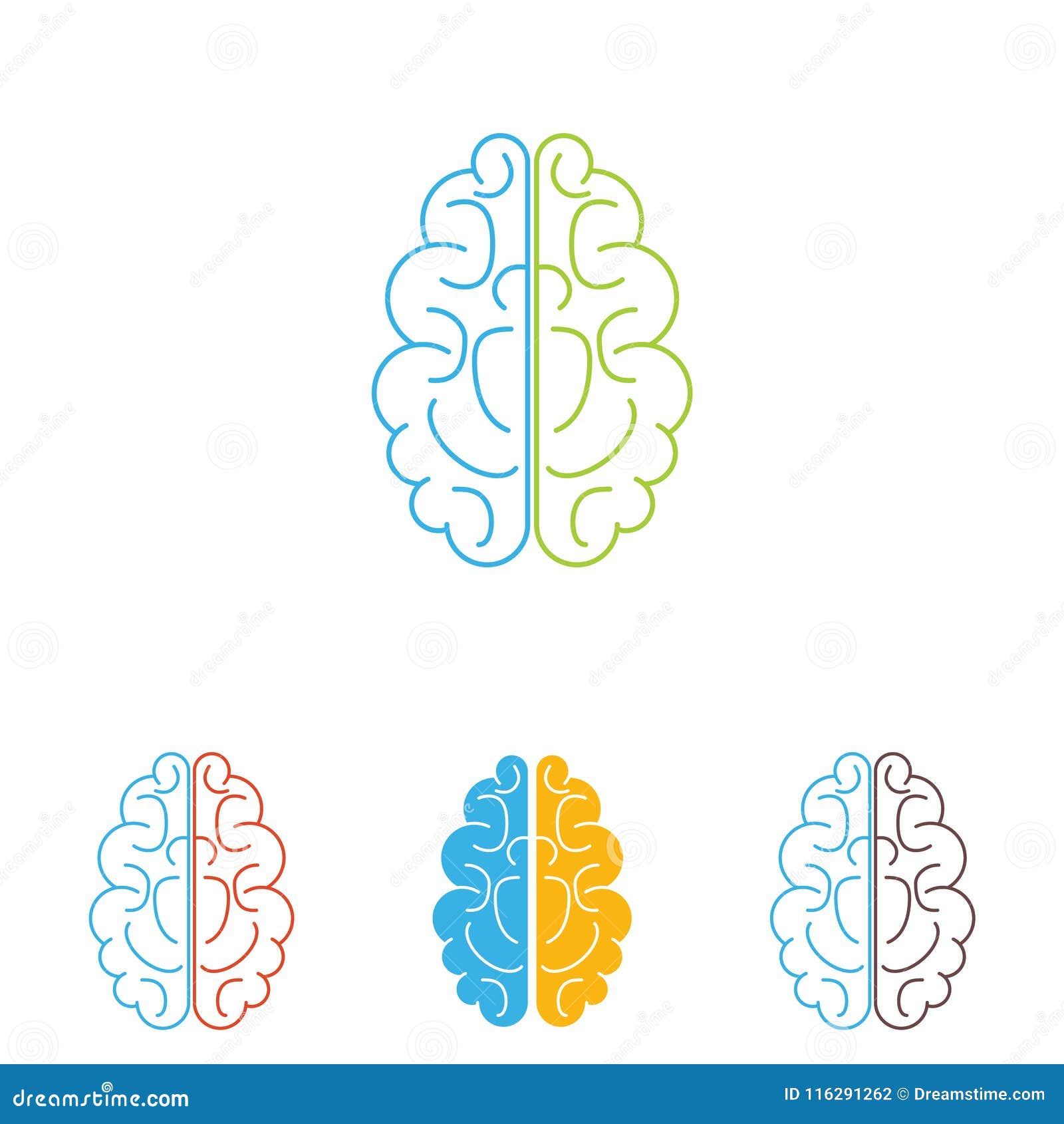 Human Brain Vector Line Isolated Stock Vector - Illustration of ...