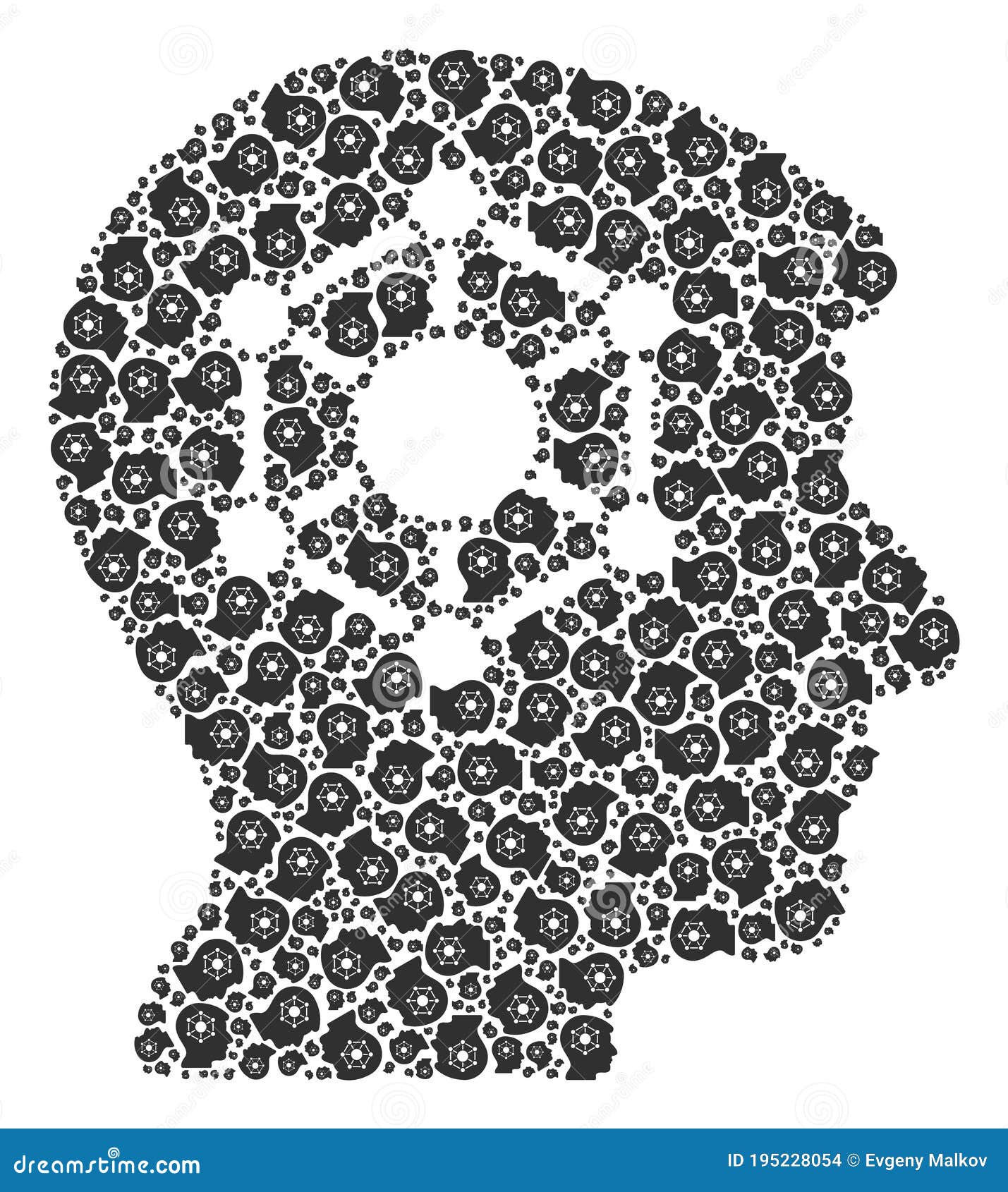 Human Brain Vector Mosaic of Self Recursive Icons Stock Vector ...
