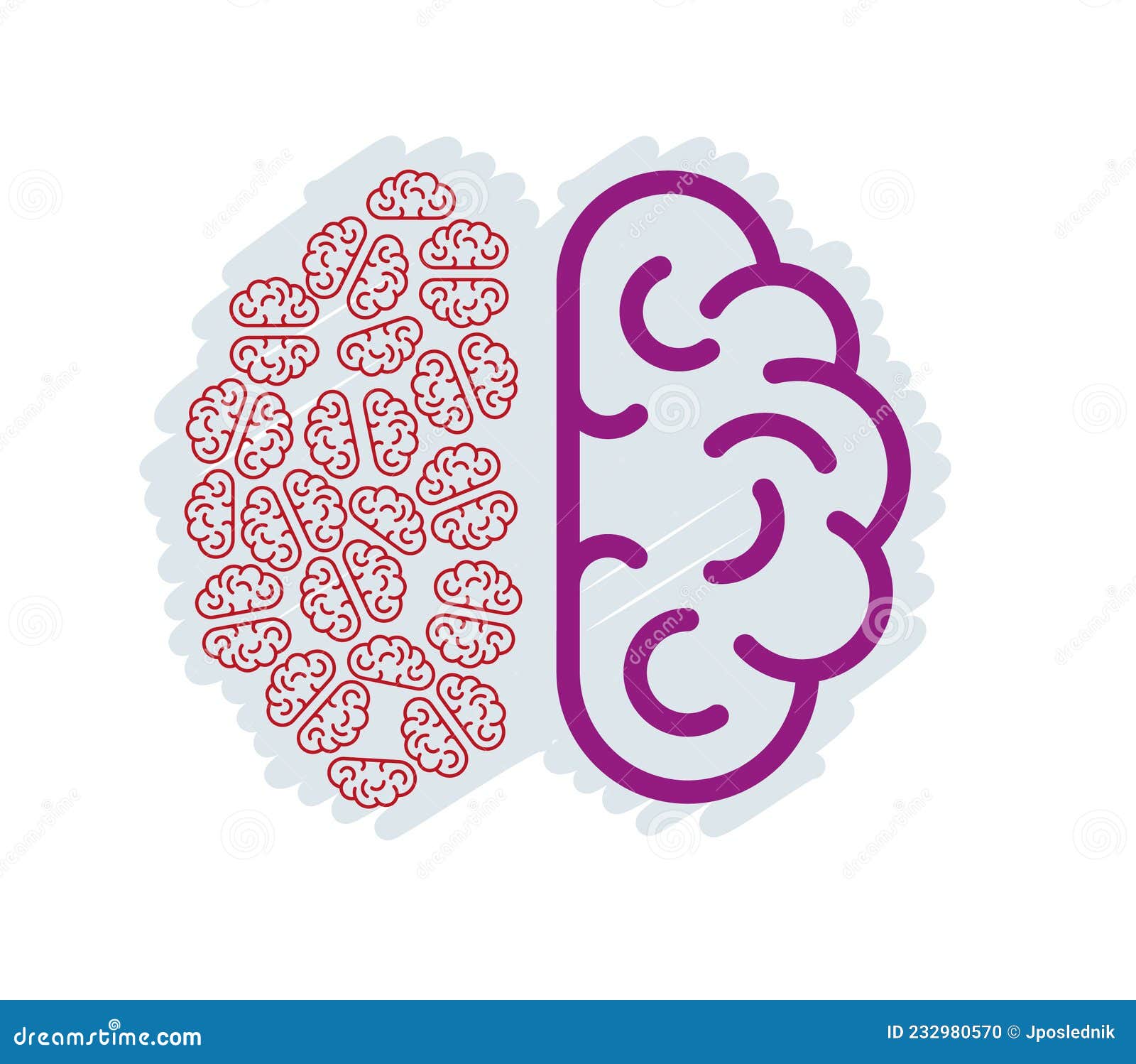 Human Brain in Violet on Blue Background. Symbol of Creativity Stock ...