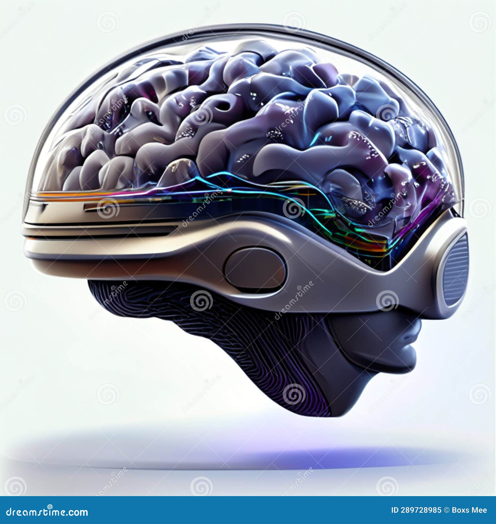 Human Brain in a Virtual Reality Headset. 3D Illustration. 3D CG. High ...