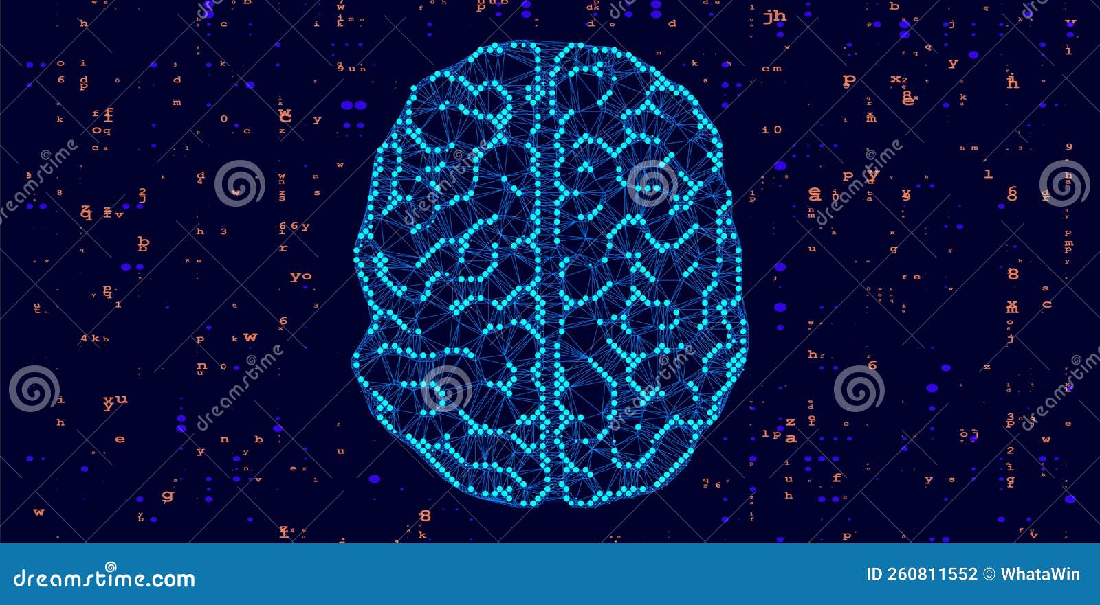 Human Brain Visualization. Futuristic Artificial Intelligence Concept ...