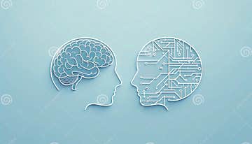 Human Brain Vs. Artificial Intelligence Concept - Digital Vs Stock ...