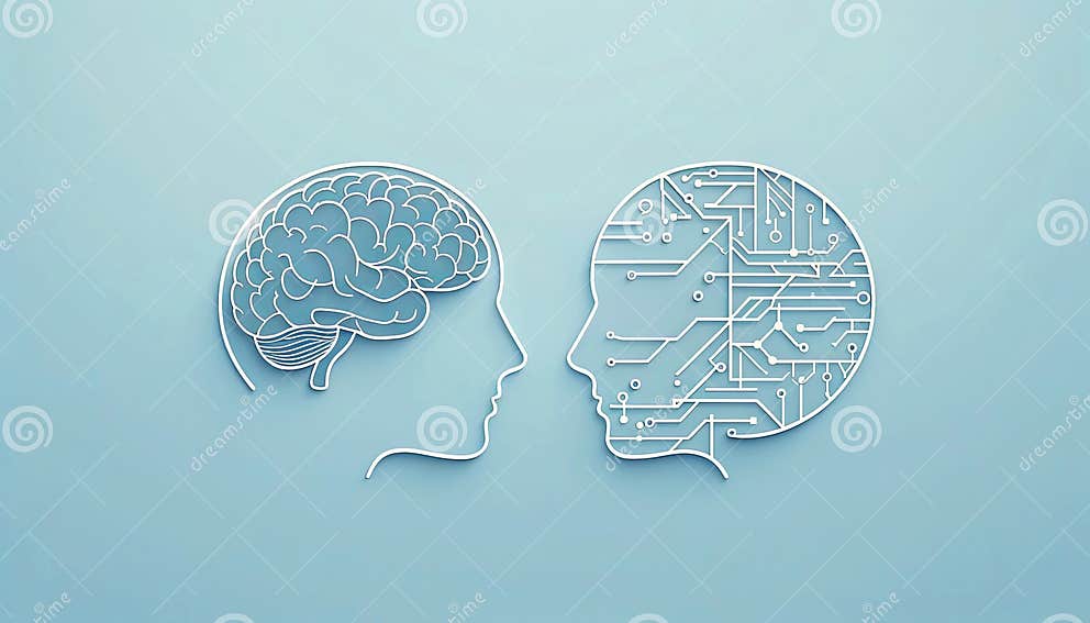 Human Brain Vs. Artificial Intelligence Concept - Digital Vs Stock ...