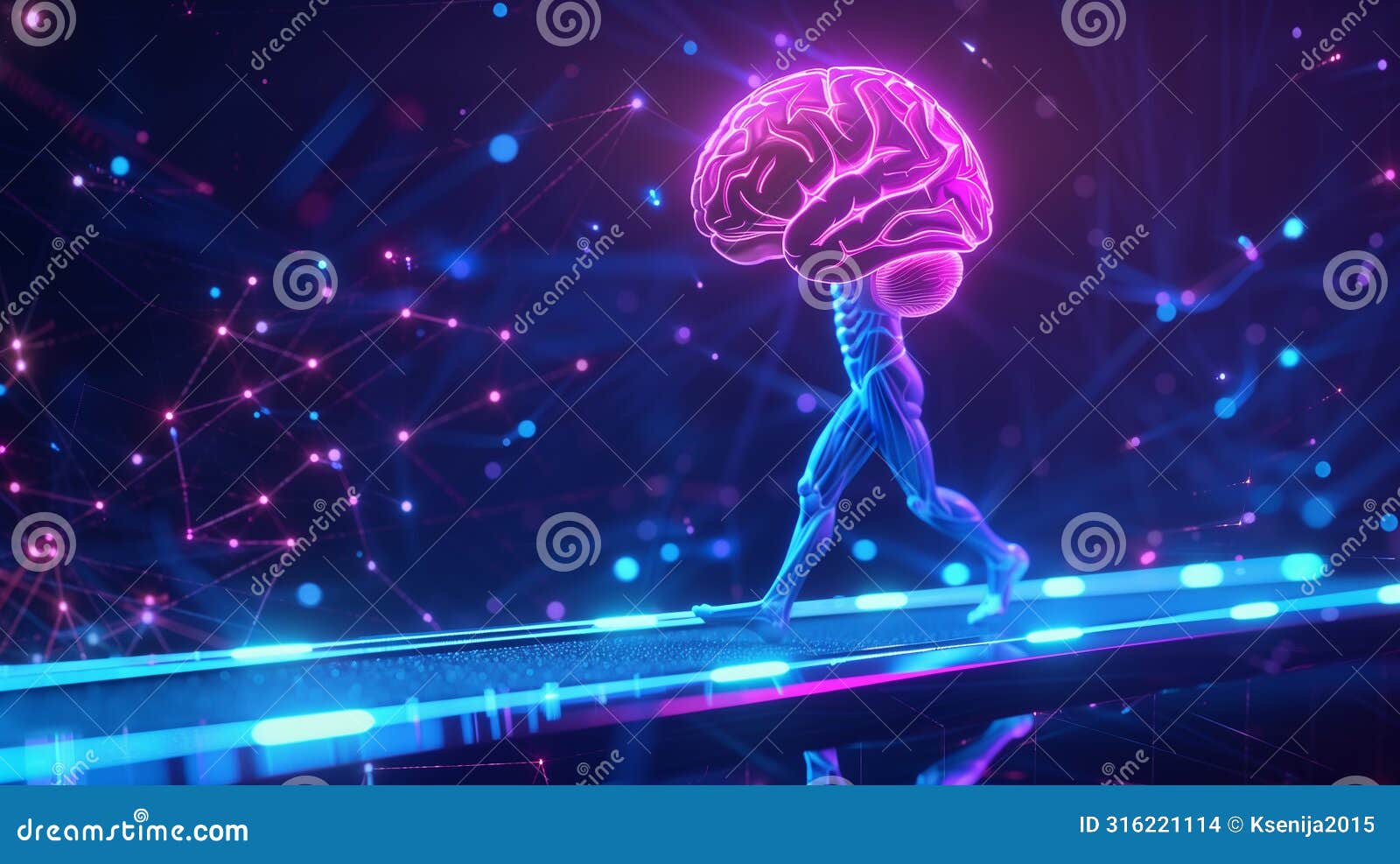 Human Brain Walks on Its Feet Engraving Stock Illustration ...