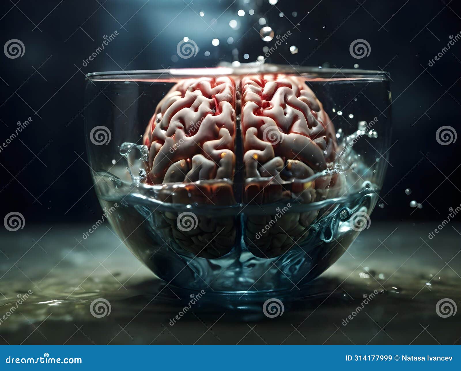 Human Brain in Water with a Big Splash. Brain Wash Stock Illustration ...