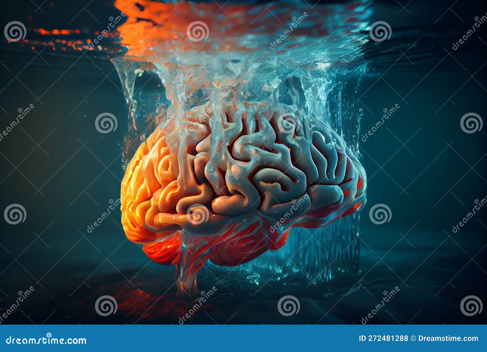 Human Brain on Water.generative Ai Stock Illustration - Illustration of ...