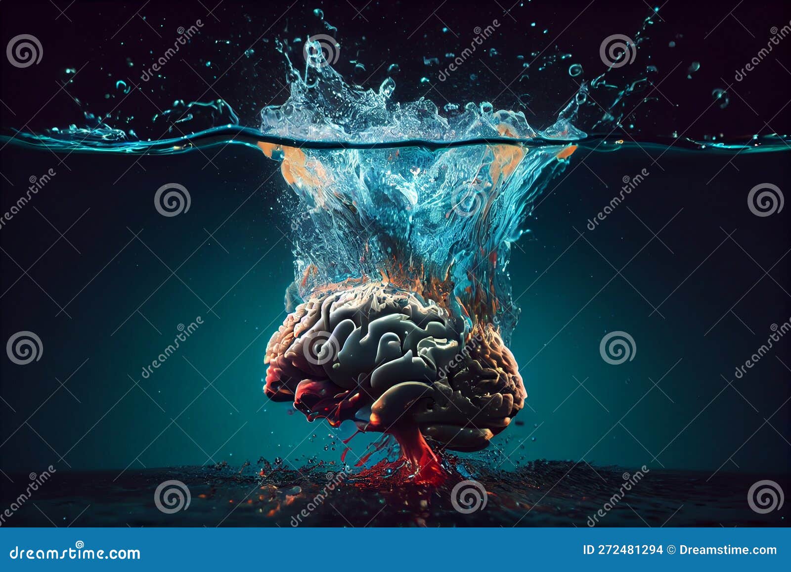Human Brain on Water.generative Ai Stock Illustration - Illustration of ...