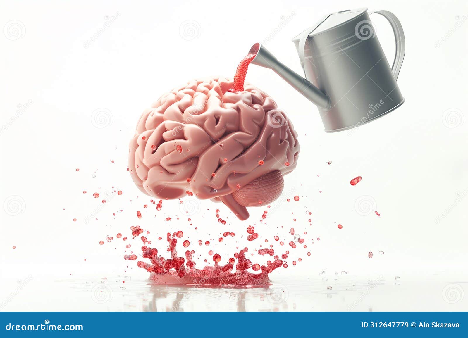 Human Brain Watered by Watering Can Stock Illustration - Illustration ...