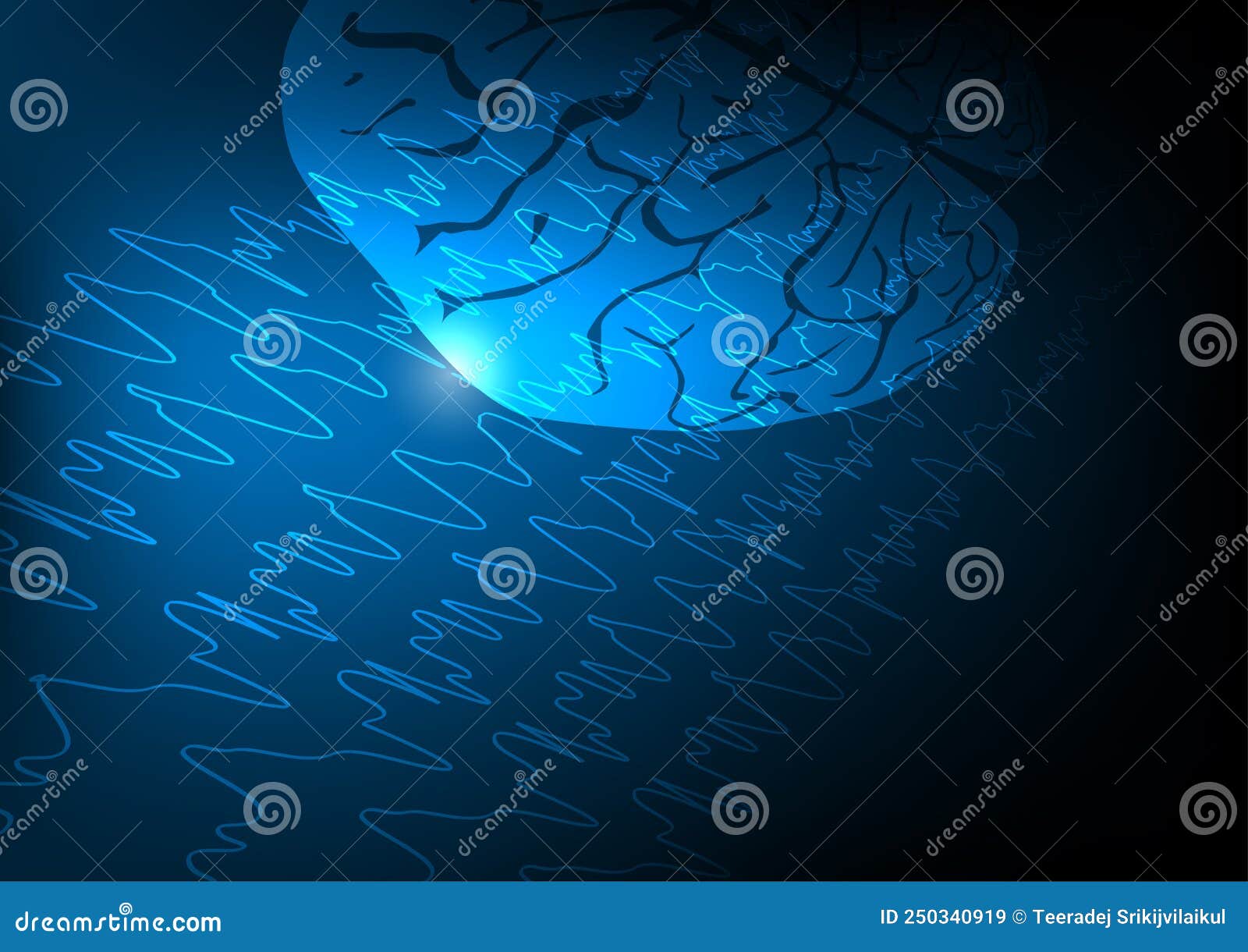Human Brain and Brain Waves Background Stock Vector - Illustration of ...