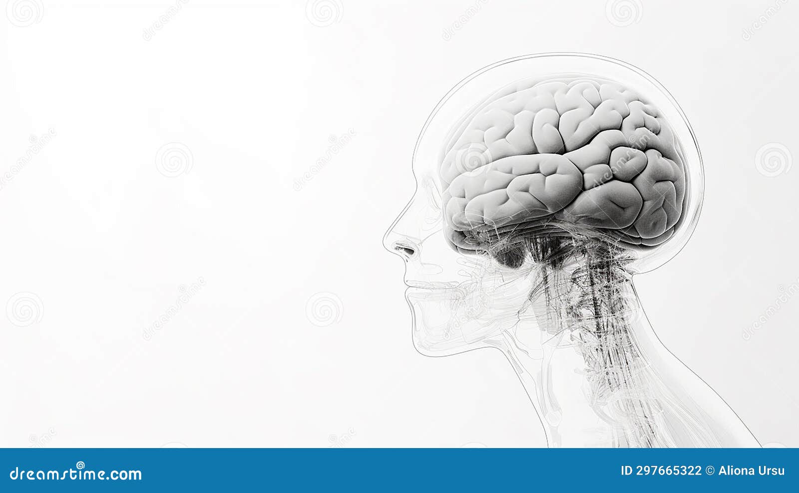 Human Brain on White Background with Copy Space Stock Illustration ...