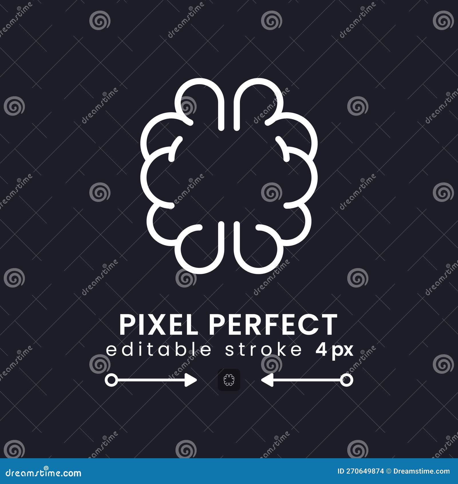 Human Brain White Linear Desktop Icon on Black Stock Vector ...