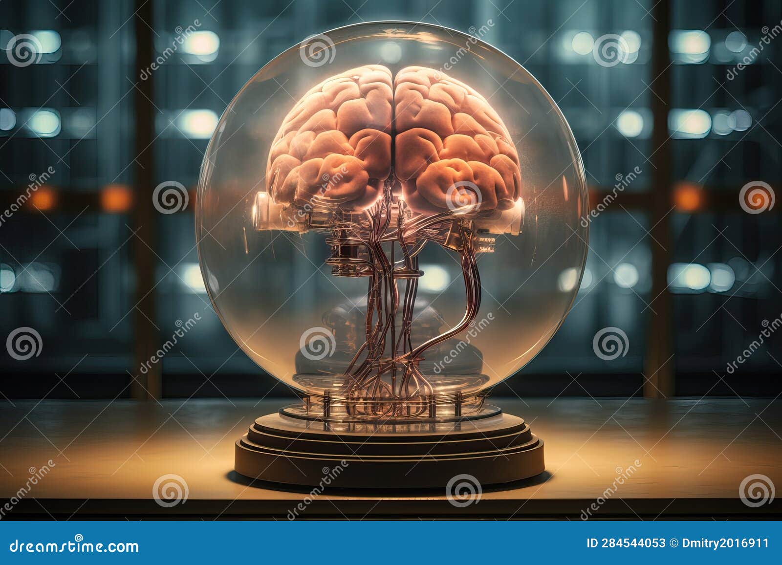 Human Brain with Wires Connected To it. Stock Illustration ...