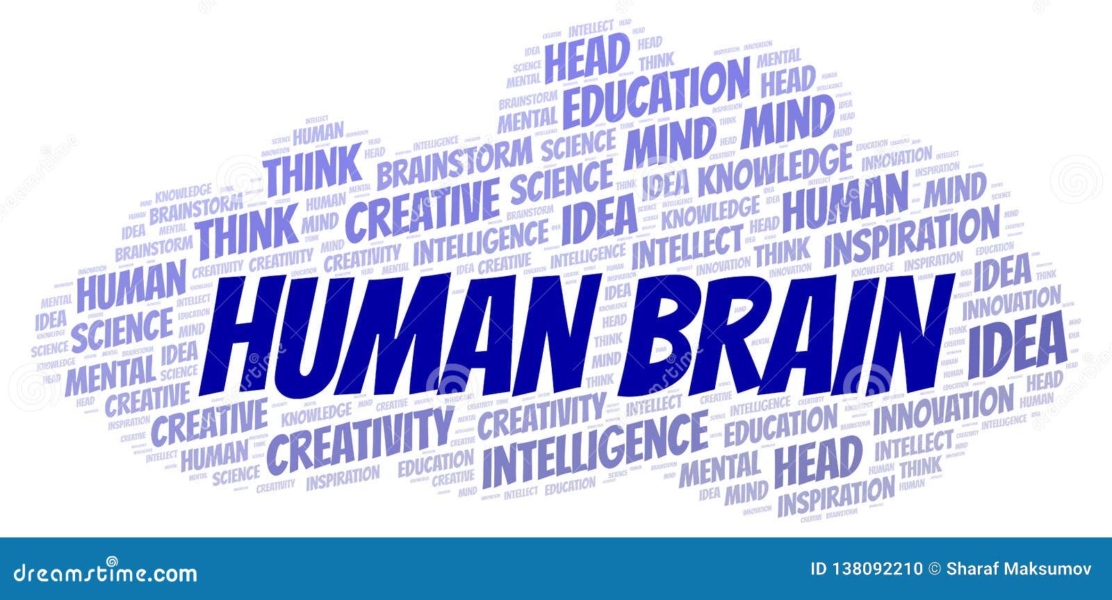 Human Brain word cloud stock illustration. Illustration of intellect ...