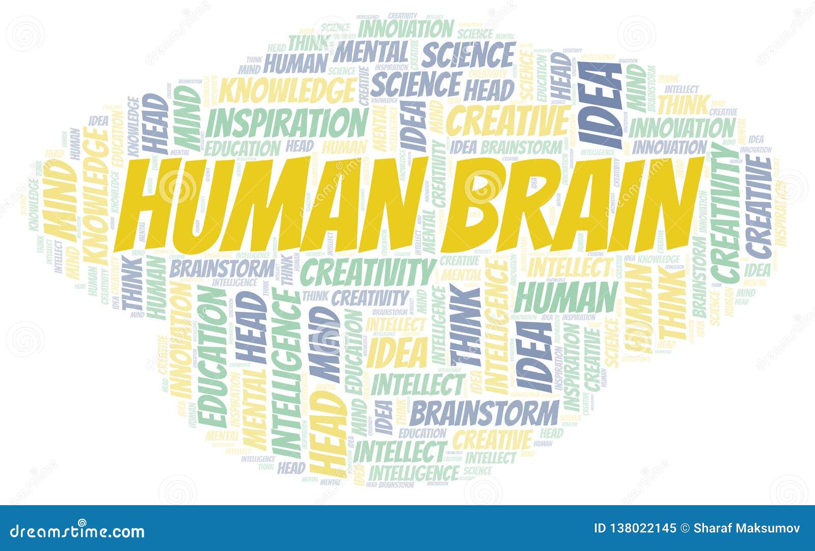 Human Brain word cloud stock illustration. Illustration of intelligence ...
